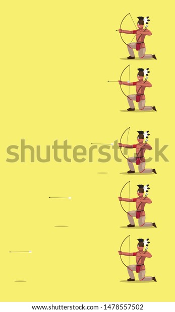 Native American Indian Shooting Arrow Cartoon Stock Vector (Royalty ...