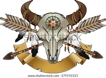 Native American Indian Symbol Buffalo Skull Stock Vector (Royalty Free ...