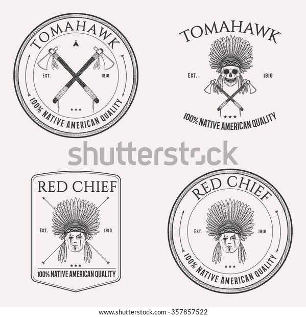 Native American Isolated Logo Set Emblems Stock Vector (Royalty Free ...