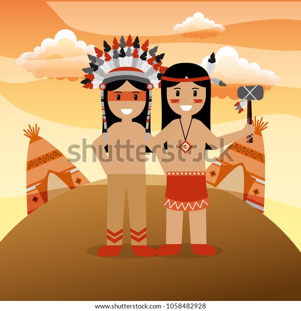 Native American People Cartoon Stock Vector (Royalty Free) 1058482928 ...