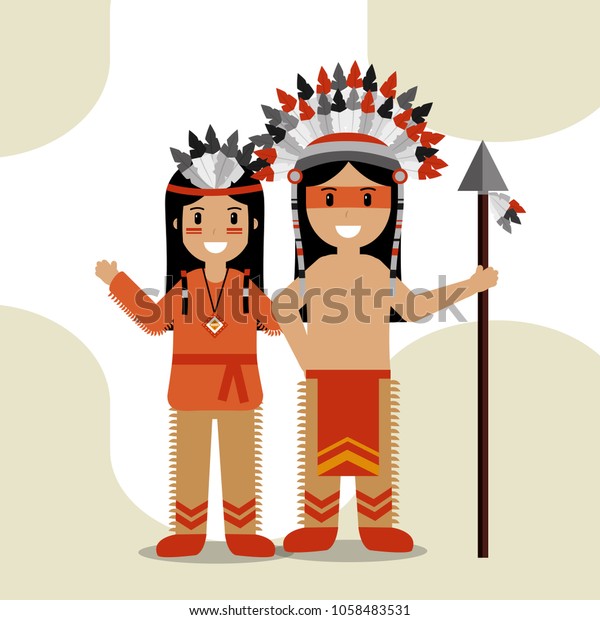 Native American People Cartoon Stock Vector (Royalty Free) 1058483531 ...