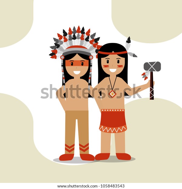 Native American People Cartoon Stock Vector (Royalty Free) 1058483543 ...