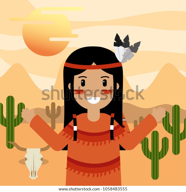 Native American People Cartoon Stock Vector (Royalty Free) 1058483555 ...