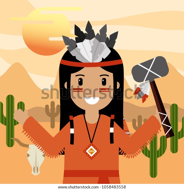 Native American People Cartoon Stock Vector (Royalty Free) 1058483558 ...