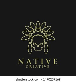 Native Apache Indian Gold Line Logo Stock Vector (Royalty Free ...