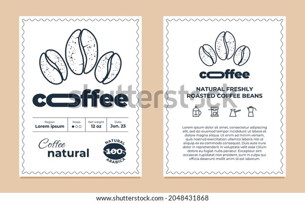 Natural Coffee Packaging Label Design Template Stock Vector (Royalty ...