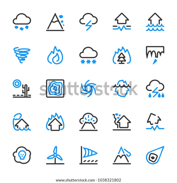 Natural Disaster Icons Risks Dangers Which Stock Vector (Royalty Free ...