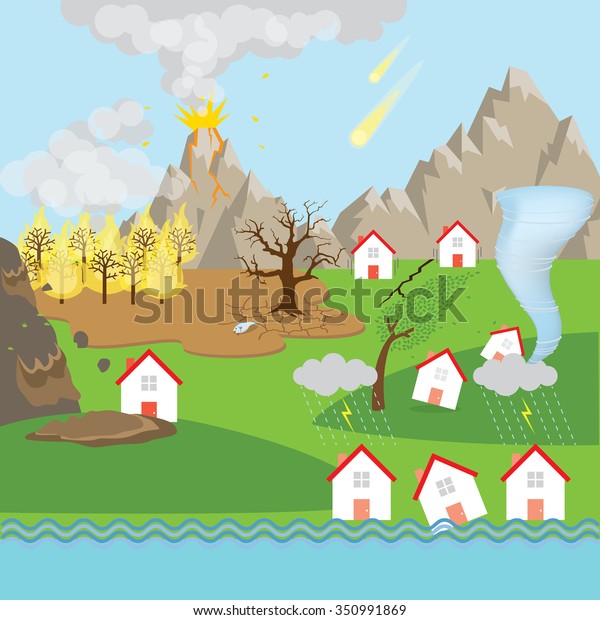 Natural Disaster Scenario Stock Vector (Royalty Free) 350991869 ...