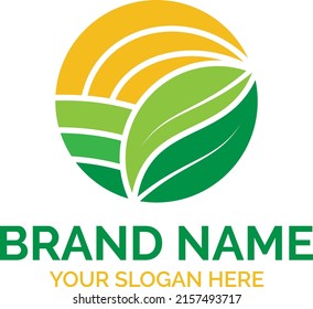 Natural Farm Circle Vector Logo Design Stock Vector (Royalty Free ...
