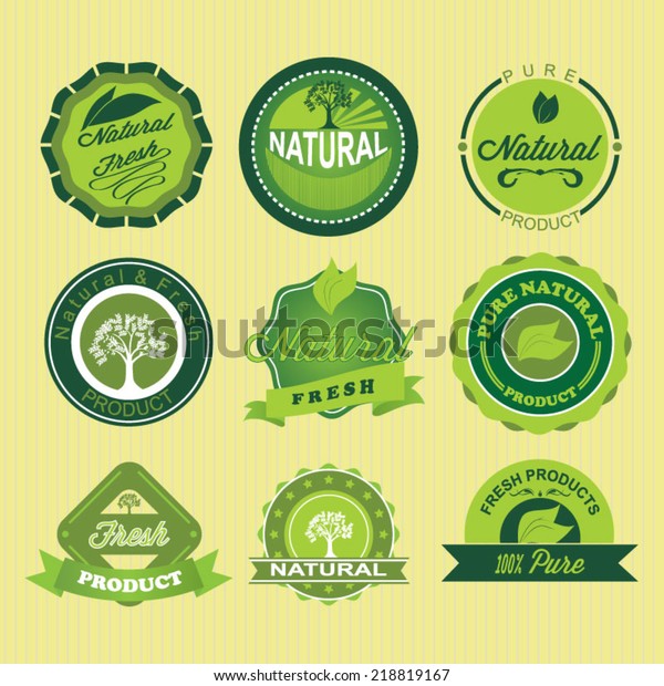 Natural Fresh Logo Badges Labels Stock Vector (Royalty Free) 218819167 ...