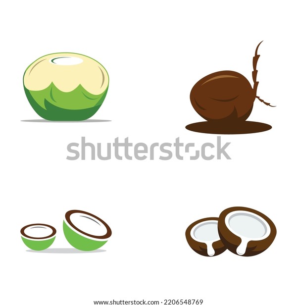 Natural Fresh Young Coconut Creative Logo Stock Vector (Royalty Free ...