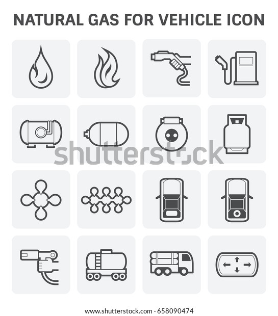 Natural gas vector icon. Including flame, refuel service, storage tank ...