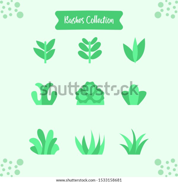 Natural Green Bush Vector Set Background Stock Vector (Royalty Free ...