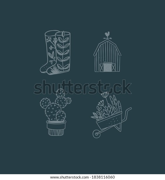 Natural Icon Set Hand Made Line Stock Vector (Royalty Free) 1838116060 ...