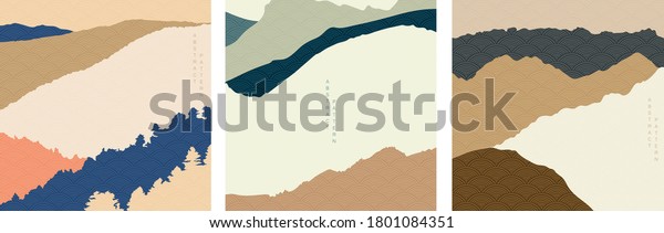 Natural Landscape Background Japanese Pattern Vector Stock Vector ...