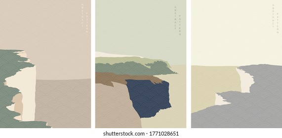 Natural Landscape Background Japanese Pattern Vector Stock Vector ...