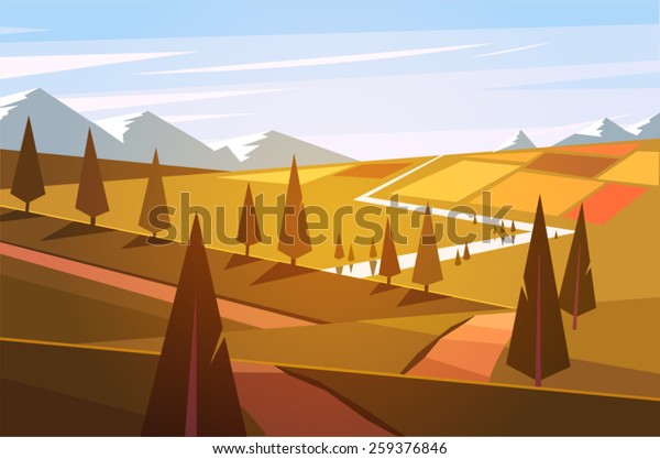 Natural Landscape Vector Illustration Stock Vector (Royalty Free) 259376846
