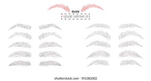 Natural Pair Double Eyebrows Freehand Drawing Stock Vector (Royalty ...