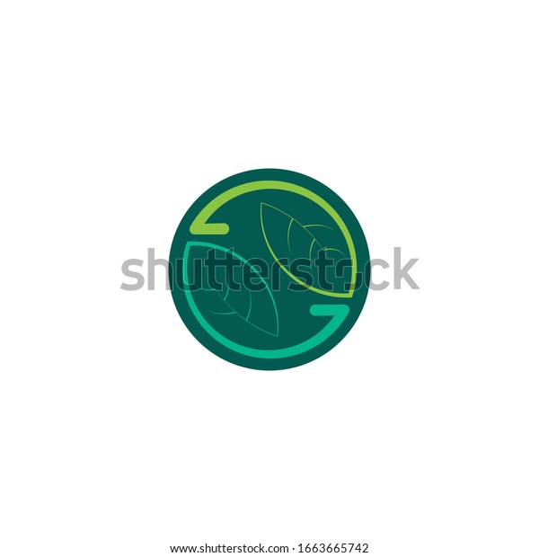 Natural Round Leaf Themed Logo Design Stock Vector (Royalty Free ...