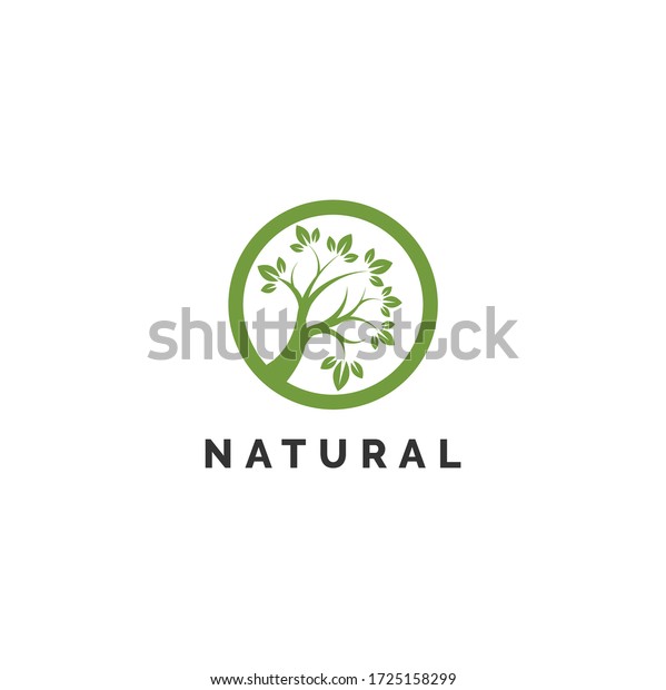 Natural Tree Leaf Logo Design Icon Stock Vector (Royalty Free ...