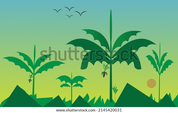 Natural Vector Art Illustration Tree Bird Stock Vector (Royalty Free ...