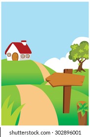 Nature Background Pathway House Stock Vector (Royalty Free) 302896001 ...