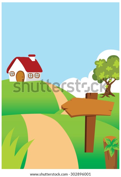 Nature Background Pathway House Stock Vector (Royalty Free) 302896001 ...