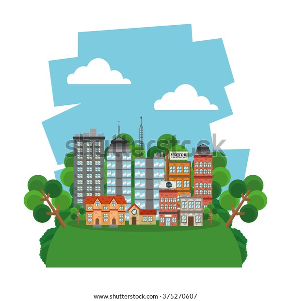 Nature City Design Stock Vector (Royalty Free) 375270607 | Shutterstock