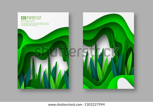 Nature Environment Conceptual Posters Papercraft Layered Stock Vector ...