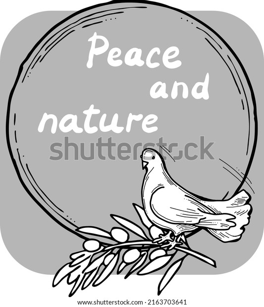 Nature Frame Border Doves Olive Branch Stock Vector (Royalty Free ...