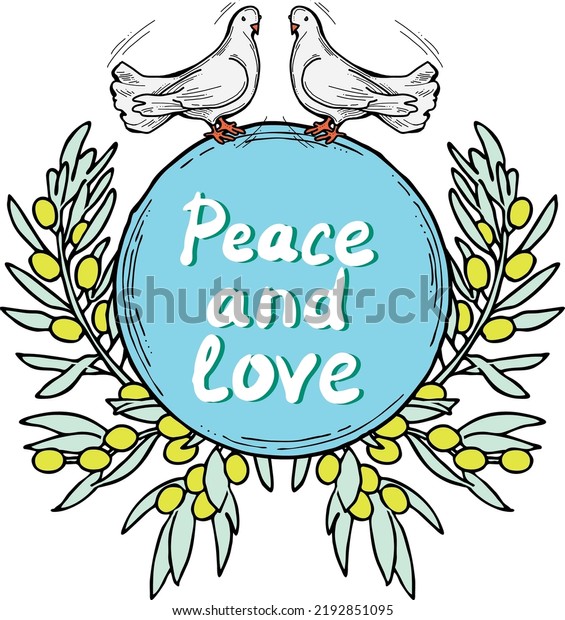 Nature Frame Border Doves Olive Branch Stock Vector (Royalty Free ...