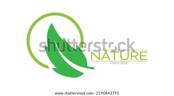 Nature Green Leaf Circle Template Logo Stock Vector (Royalty Free ...