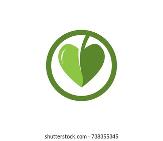 Nature Heart Leaf Logo Design Template Stock Vector (Royalty Free ...