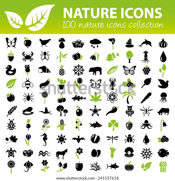 colección de iconos de naturaleza: vector de stock (libre de regalías ...