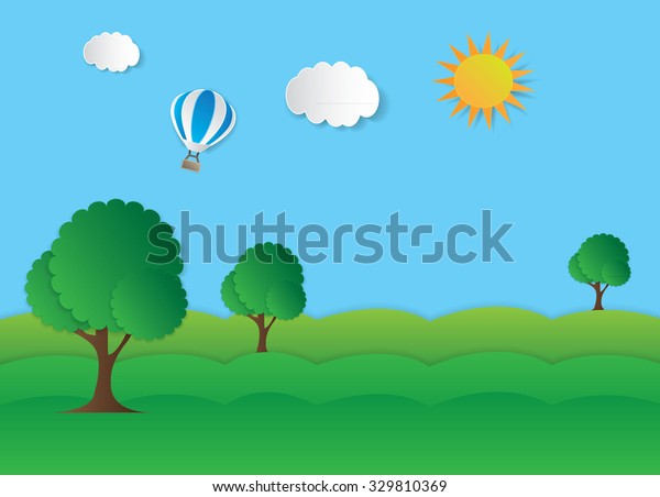 Nature Landscape Background Cuted Paper Design Stock Vector (Royalty ...