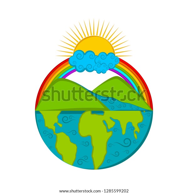 Nature Landscape On Half Earth Vector Stock Vector (Royalty Free ...