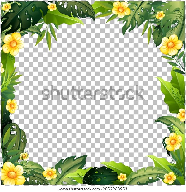 Nature Plants Frame Transparent Background Illustration Stock Vector ...