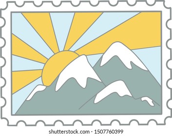 Nature Postmark Icon Vector Clipart Mountings Stock Vector (Royalty ...