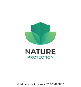 Nature Protection Logo Shield Leaf Symbol Stock Vector (Royalty Free ...