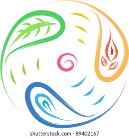 Nature Symbol Leaf Fire Water Stock Vector (Royalty Free) 89402167