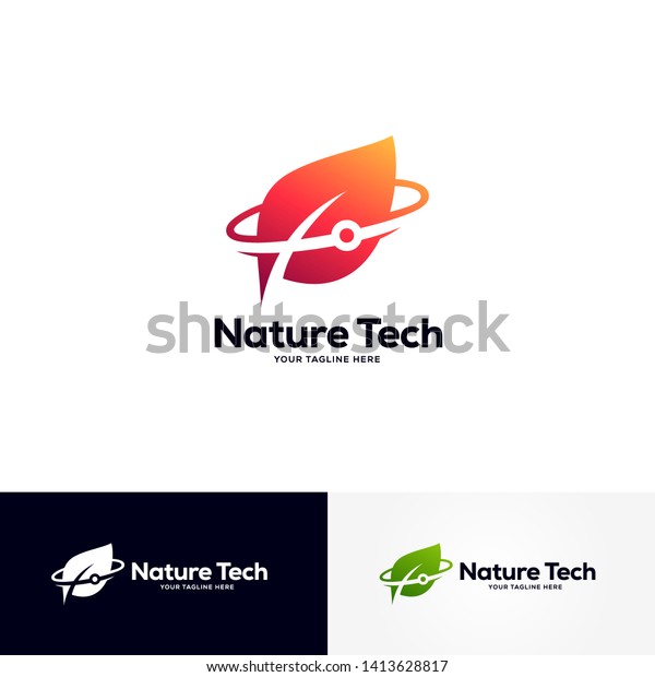 Nature Technology Logo Designs Template Creative Stock Vector (Royalty ...