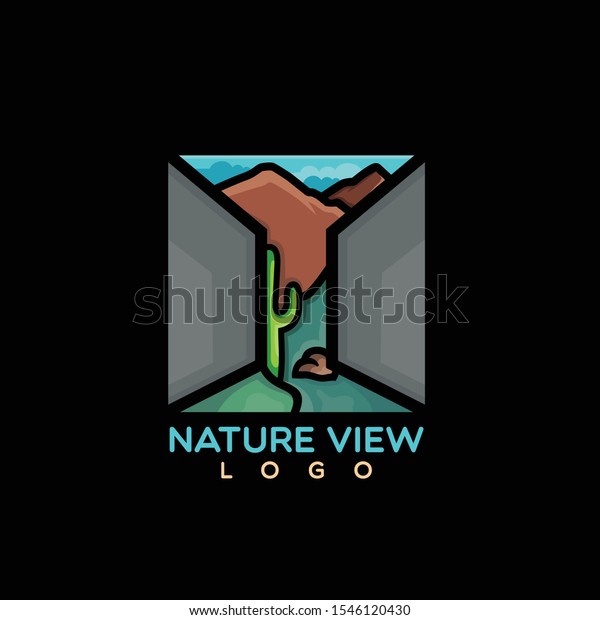 Nature View Logo Desain Concept Looking: เวกเตอร์สต็อก (ปลอดค่า ...