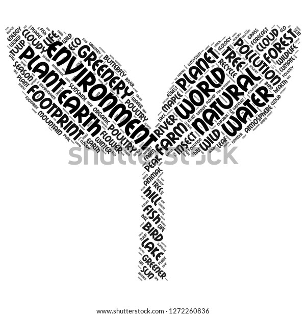 Nature Word Cloud Sprout Shape Vector Stock Vector (Royalty Free ...