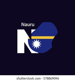 Nauru Initial Letter Country Map Flag Stock Vector (Royalty Free ...