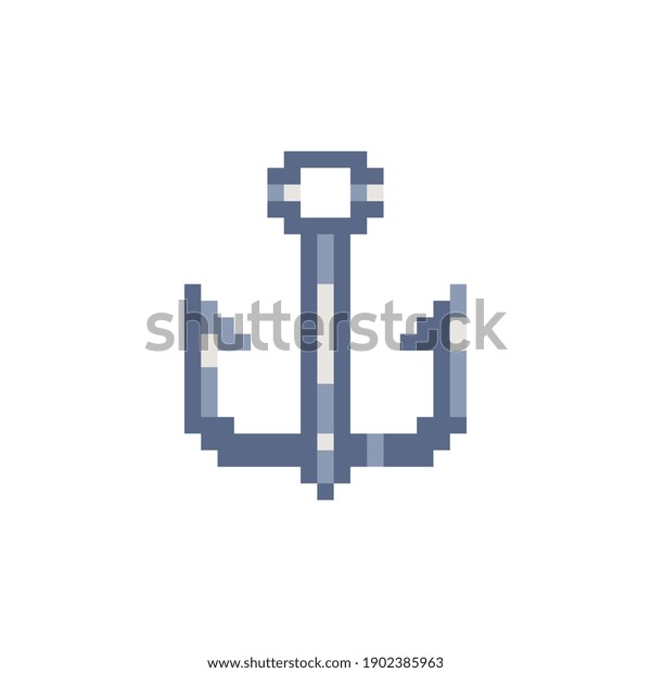Icono de arte de píxel de anclaje náutico. Ilustración vectorial ...