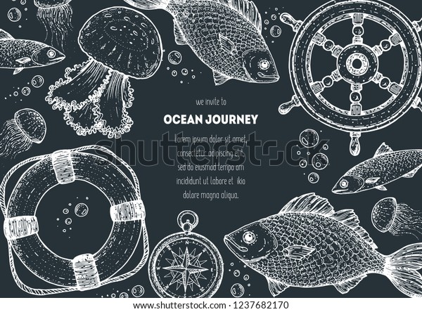 Nautical Hand Drawn Set Vintage Vector Stock Vector (Royalty Free ...