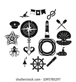 Nautical Icons Set Simple Illustration 16 Stock Vector (Royalty Free ...