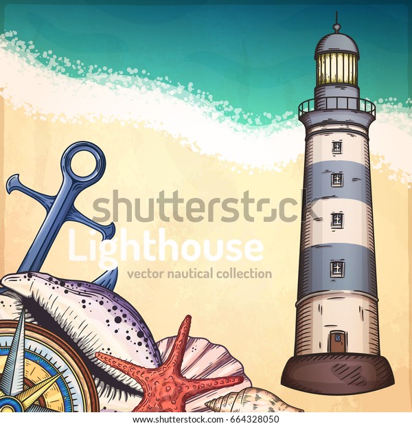 Nautical Illustrations Set Hand Drawn Isolated Stock Vector (Royalty ...