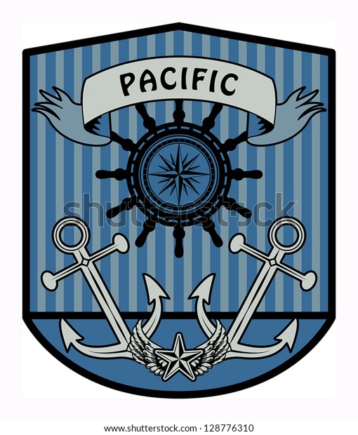 Nautical Label Word Pacific Written Inside Stock Vector (Royalty Free ...