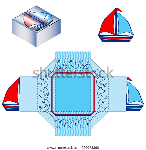 Nautical Themed Box Design Diestamping Folding : image vectorielle de ...